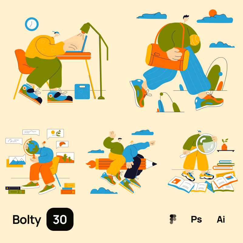 Иллюстрации векторные на тему образования Bolty | Welovegraphics