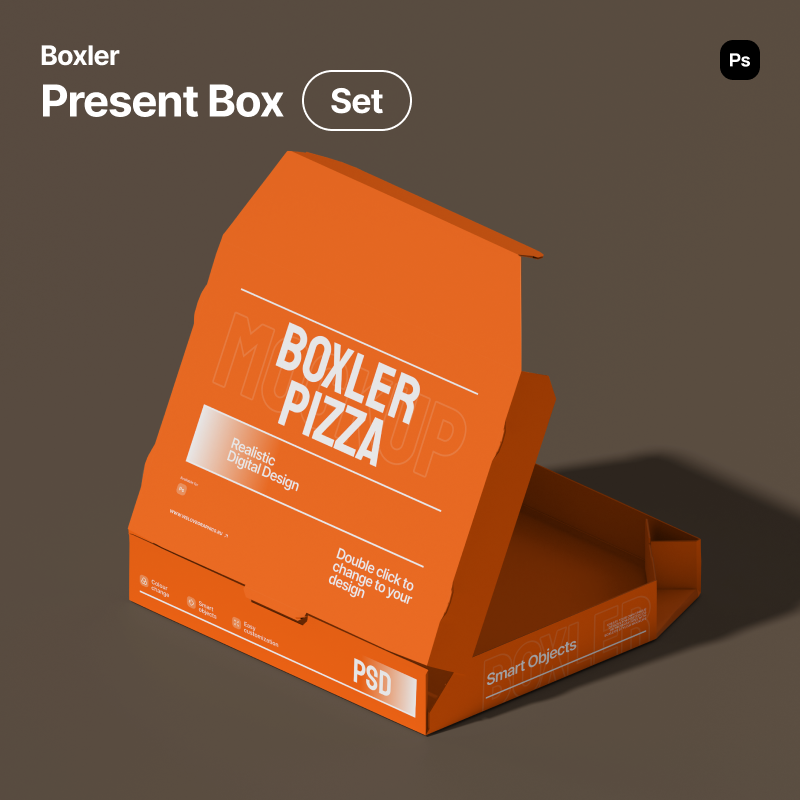 Набор PSD мокапов коробки пиццы Boxler | Welovegraphics